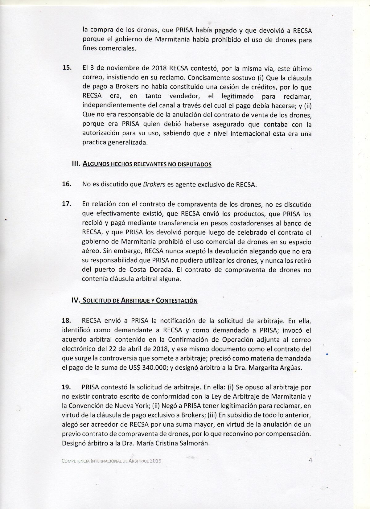 XII COMPETENCIA- Internacional de Arbitraje